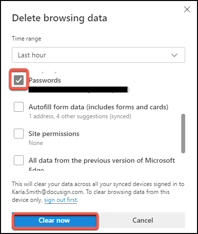 Troubleshooting cached login credentials in Microsoft Edge
