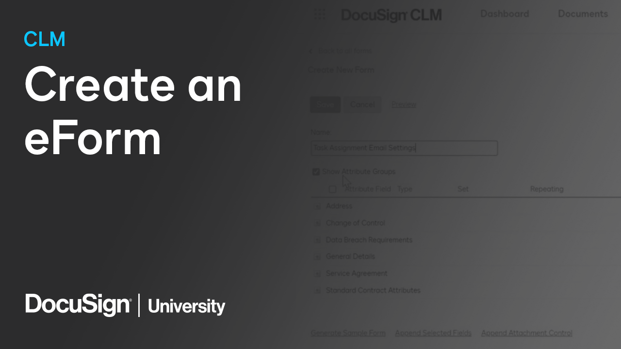 Docusign CLM: Create an eForm