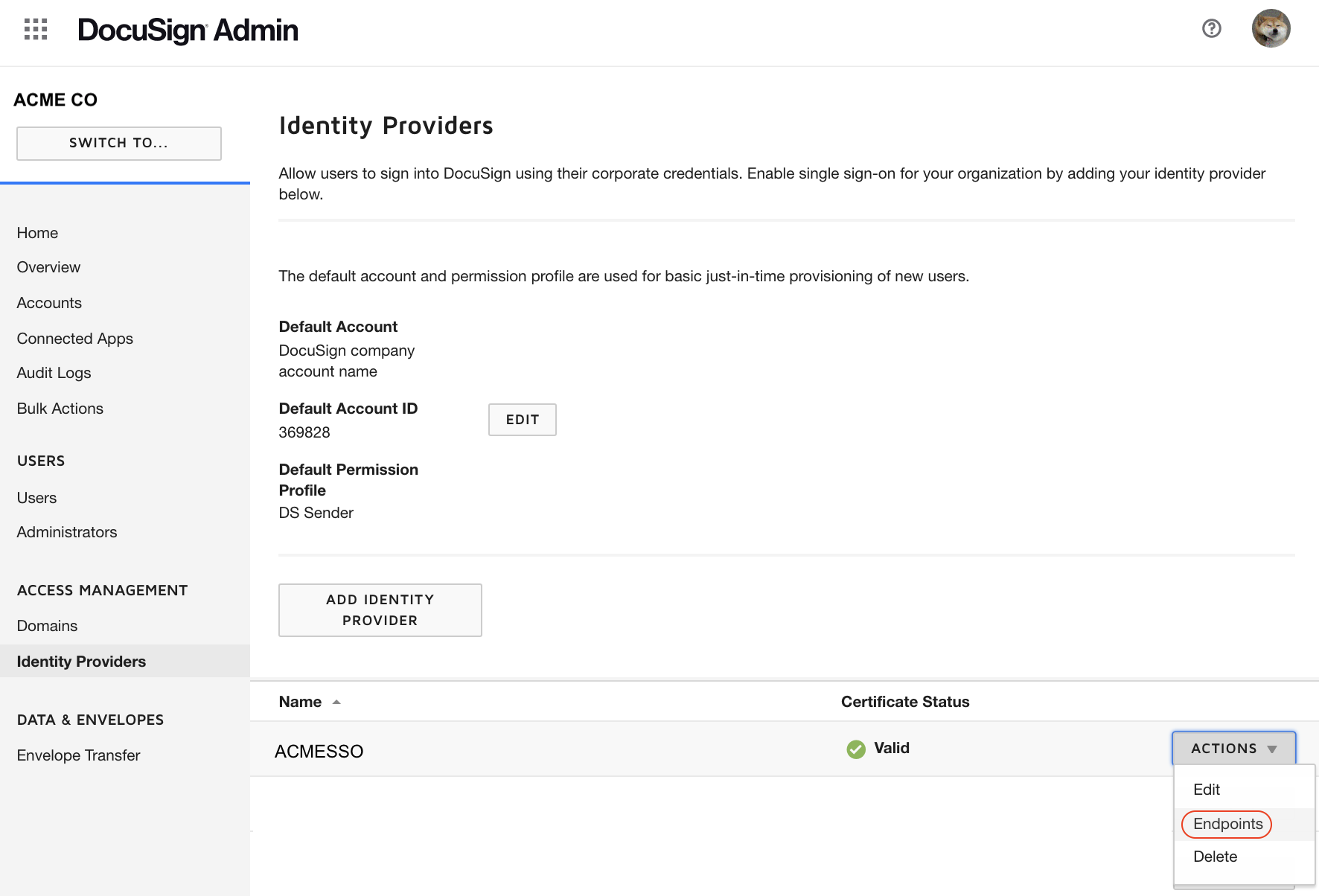 Set up DocuSign SSO with ADFS