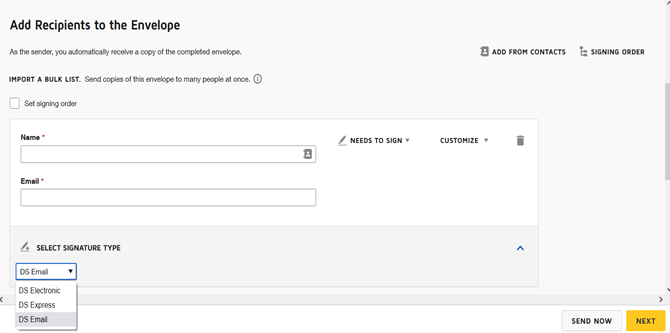 DocuSign Express to DS Email Transition