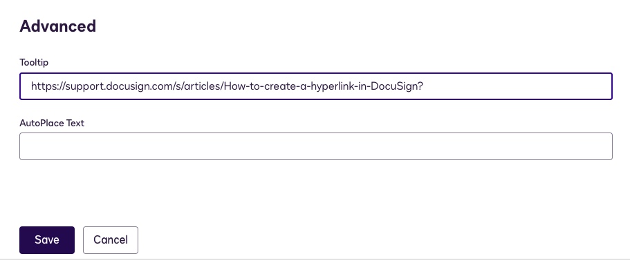 How do I create a hyperlink in a Docusign document?
