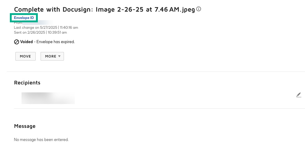 Locate a Docusign envelope ID